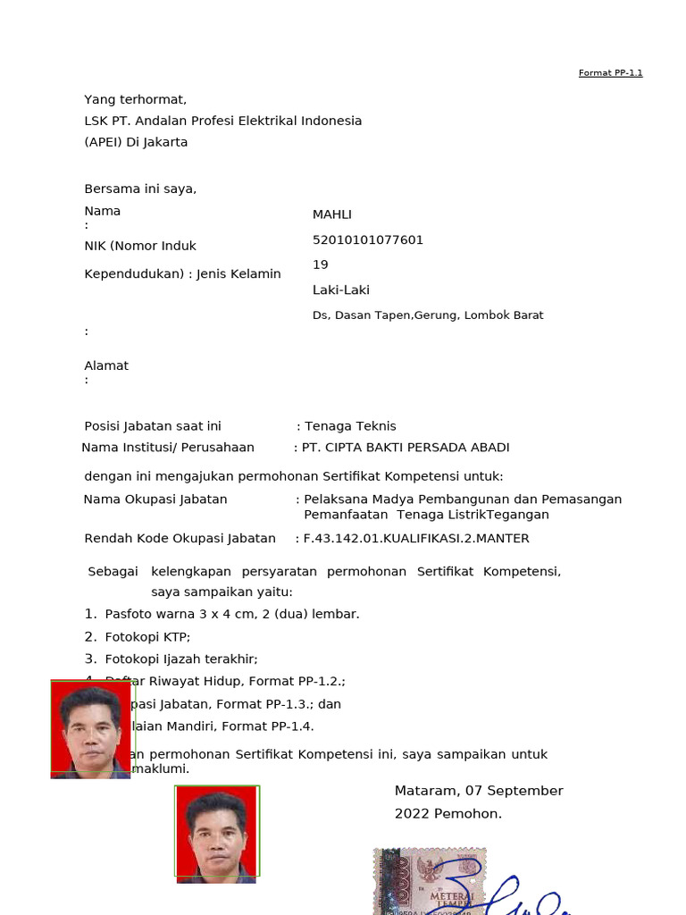 3 Form Pemohon - Asesi Ke LSK APEI-2 | PDF