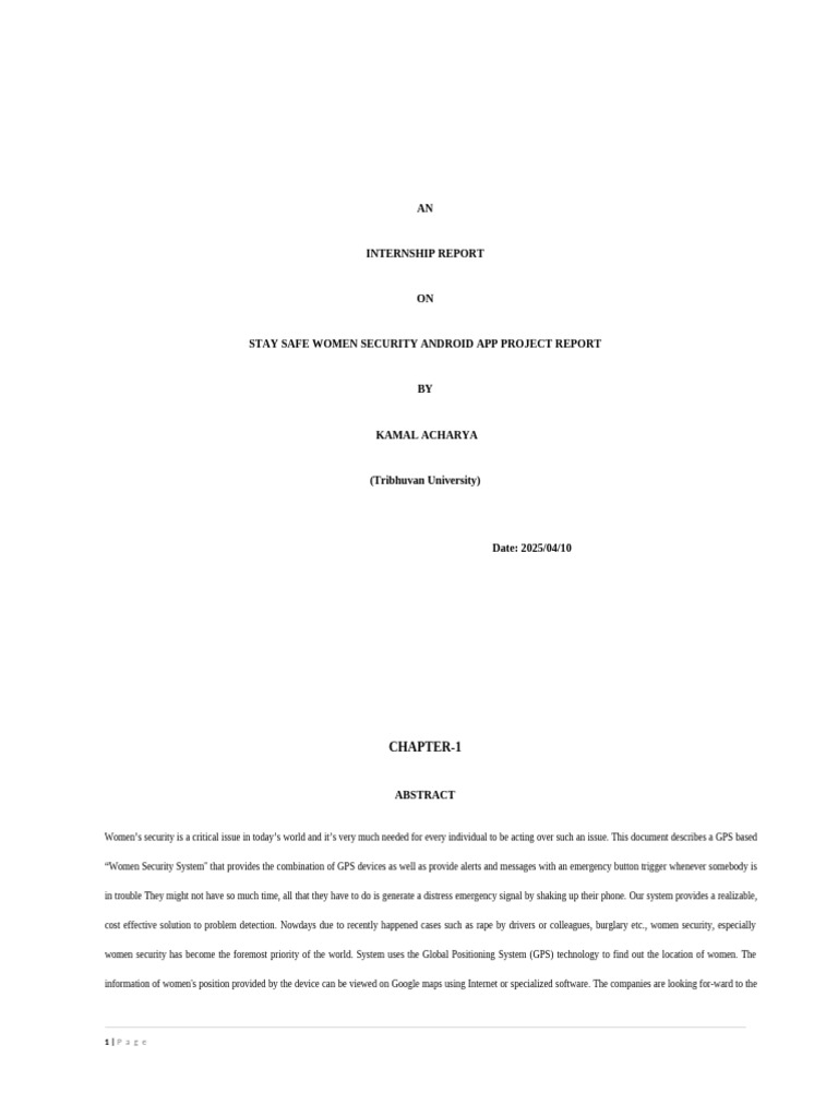 Stay Safe Women Security Android App Project Report | PDF | Feasibility Study | System