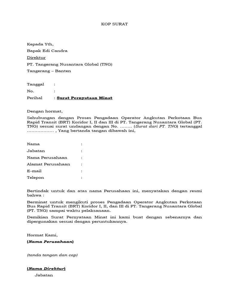 Template Surat Minat | PDF