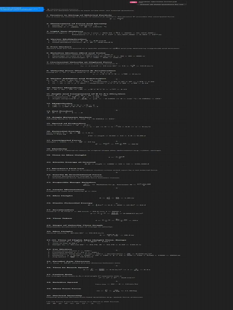 Phy. 101 Tutorial Q&A | PDF