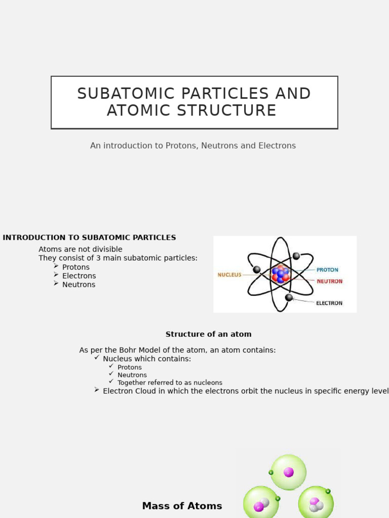 Subatomic Particles and Atomic Structure | PDF | Atoms | Atomic Nucleus