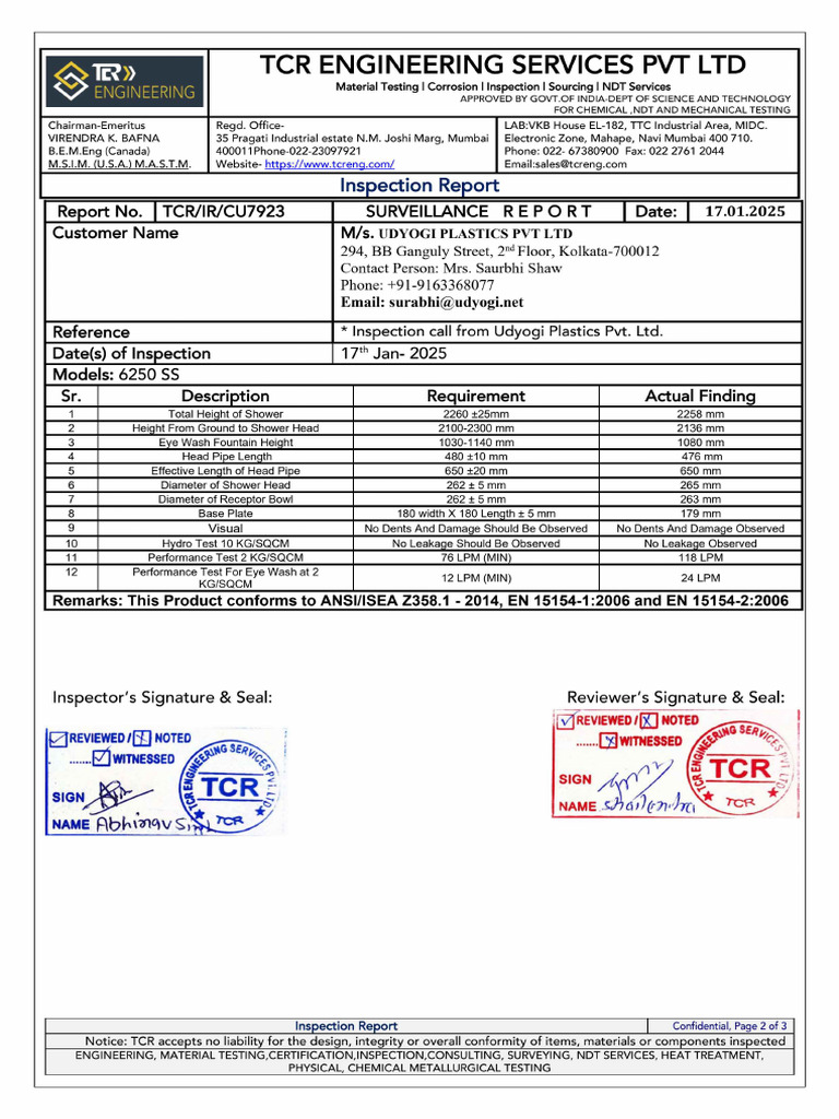6250 Ss - Inspection Report | PDF