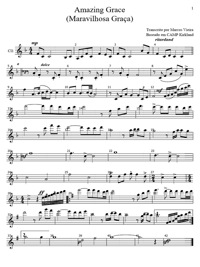 Amazing Grace - Cl1 | PDF
