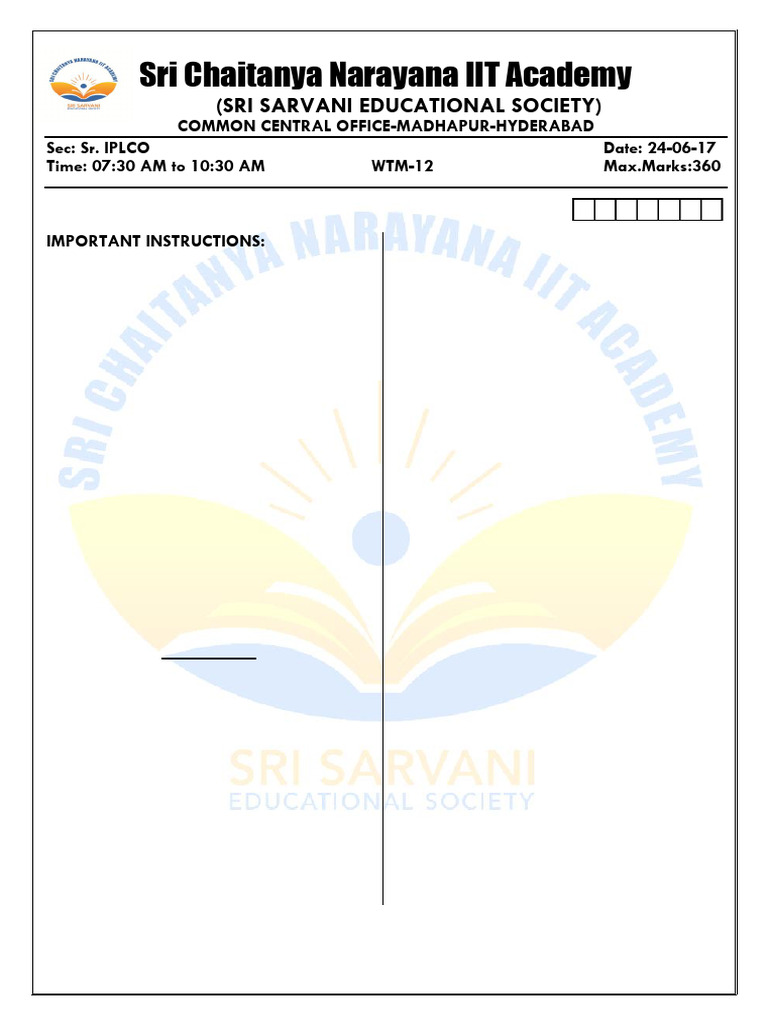 IIT Academy Test Paper Instructions | PDF | Electron | Electronvolt