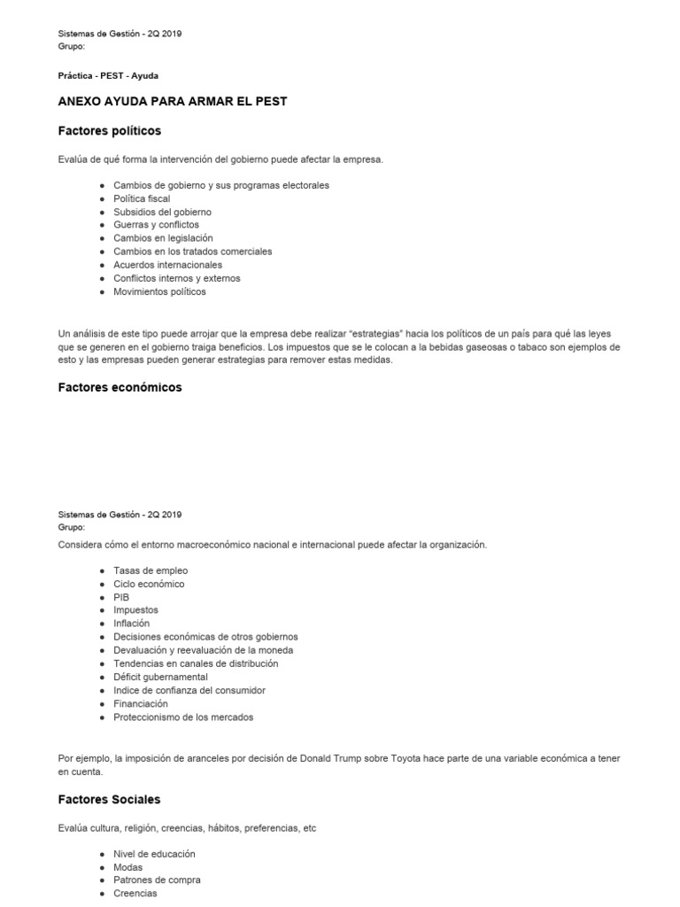 Tema 1 - Practica - PESTEL - Ayuda | PDF | Business | Inflación