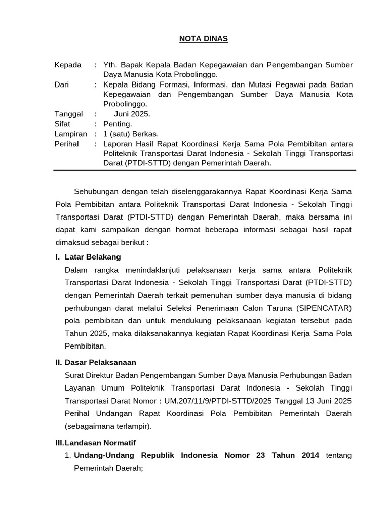 Laporan Rapat Koordinasi Pembibitan | PDF