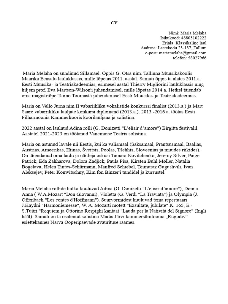 CV Eesti | PDF