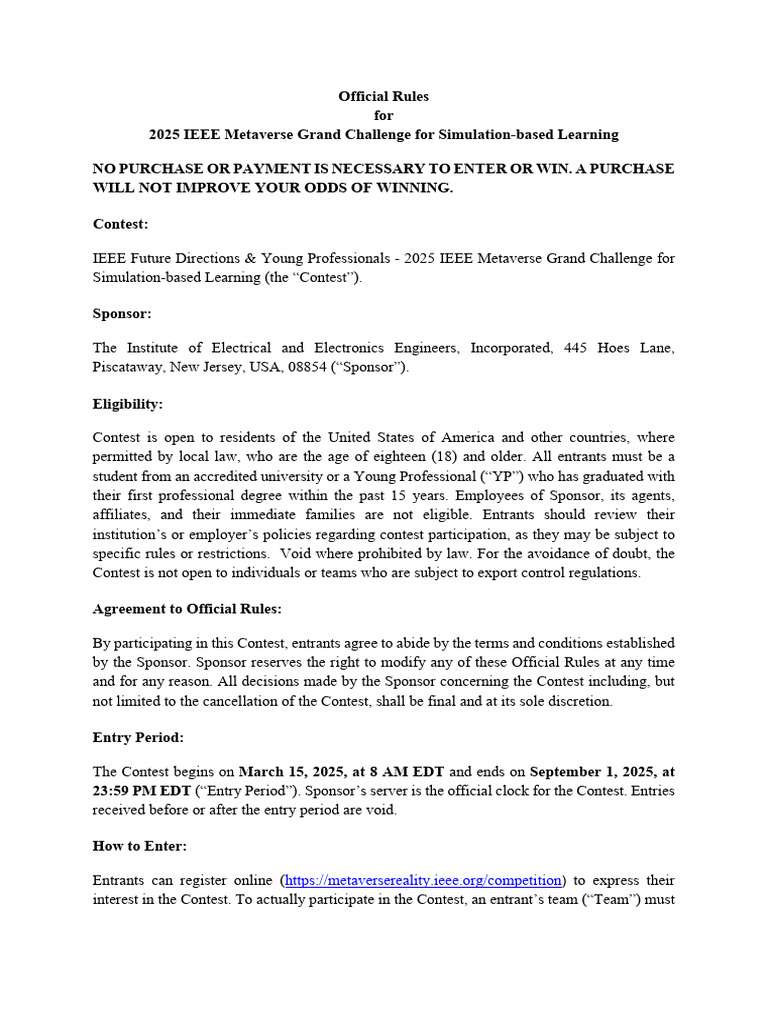 IEEE FD and YP 2025 Metaverse Grand Challenge For Simulation Based ...