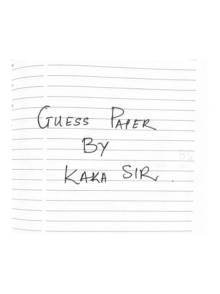 Guess Paper Kaka Sir (For BSS) 24-25 | PDF