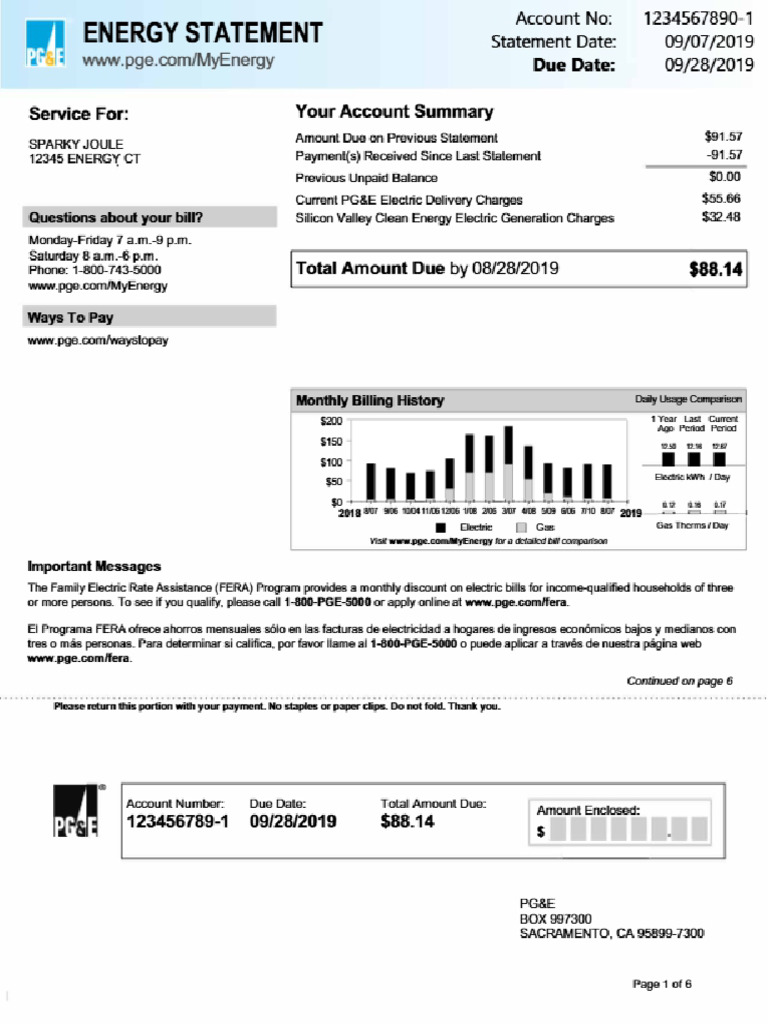 USA PG&E Energy Statement P1 | PDF