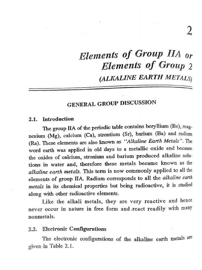 Alkaline Earth Metals - General Characteristics | PDF