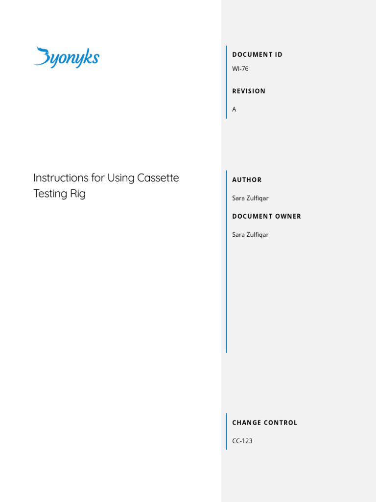 WI-76 Instructions For Using Cassette Testing Rig | PDF | Computing
