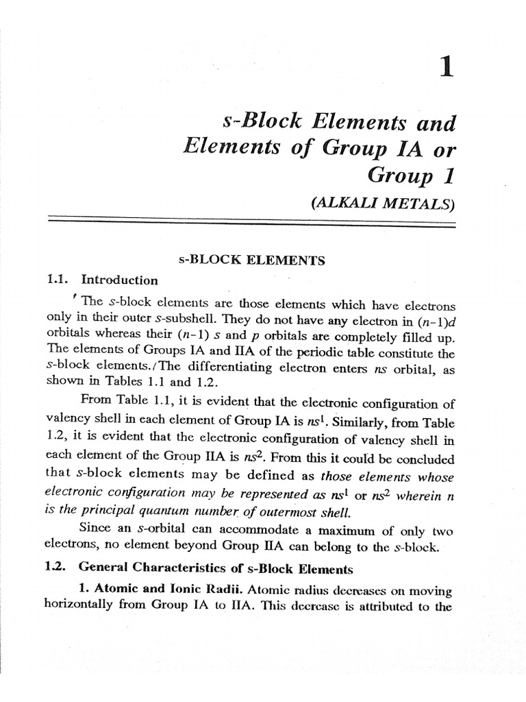 Alkali Metals - General Characteristics | PDF