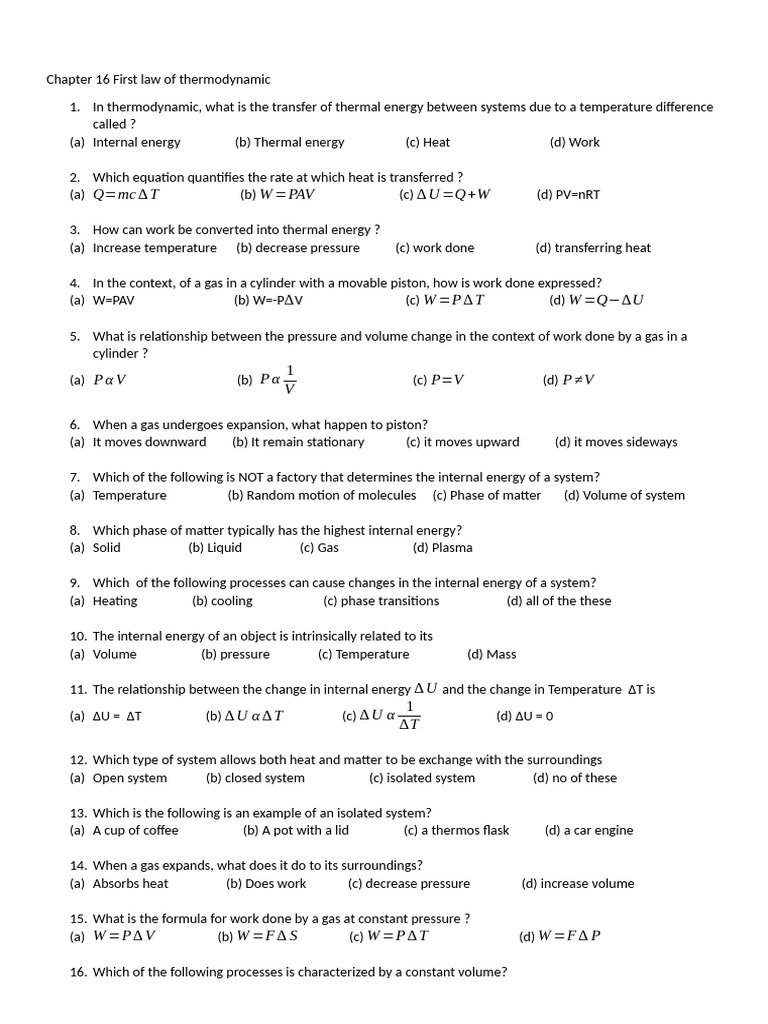 Chapter 16 First Law of Thermodynamic | PDF | Gases | Heat