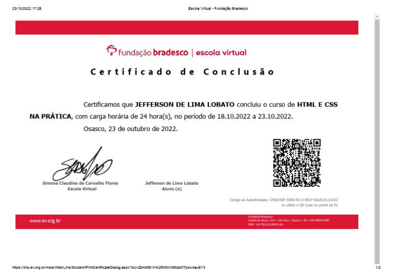 Certificado HTML Css Na Pratica | PDF