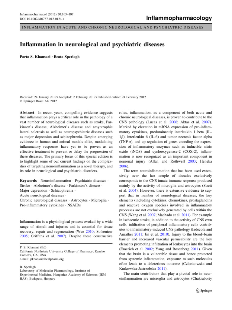 Neuroinflammation in Neurological Disorders | PDF | Inflammation ...