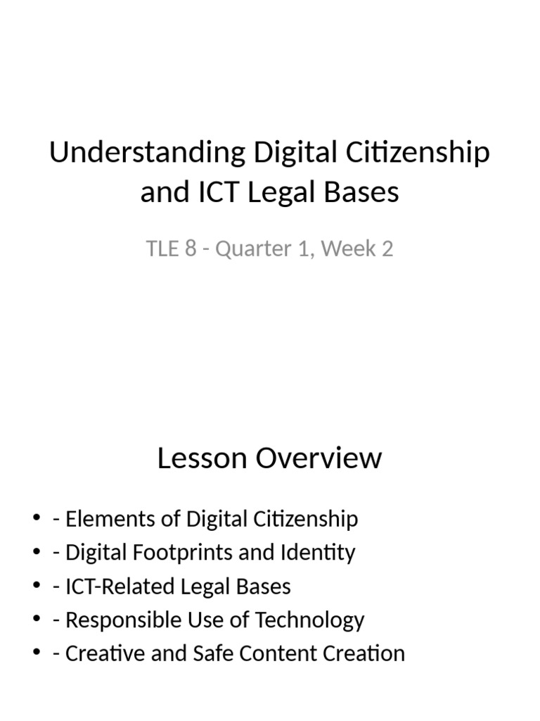 Digital Citizenship and ICT Laws for TLE 8 | PDF