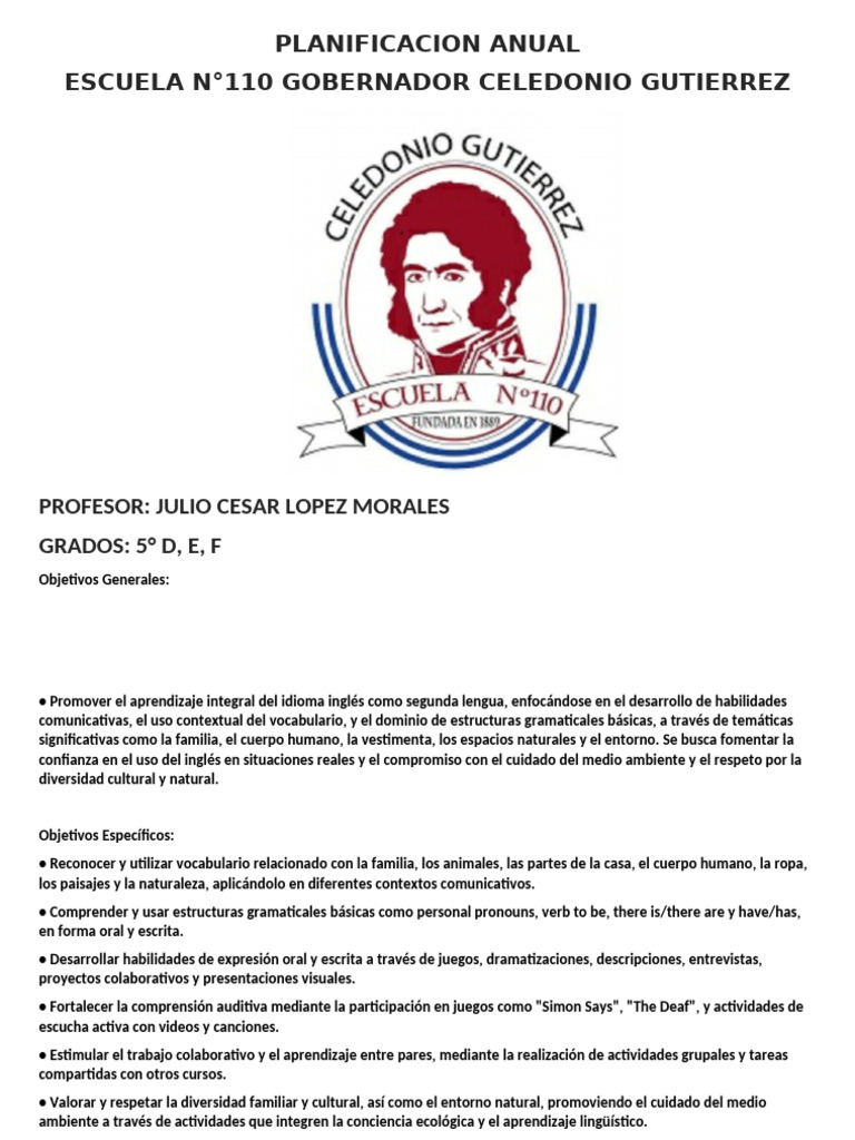Planificacion Anual 5to Grado 2025 | PDF | Aprendizaje | Ciencia cognitiva