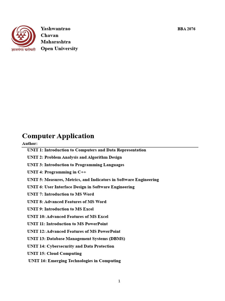 BBA 2076 - Computer Application | PDF | Binary Coded Decimal | Software Development Process