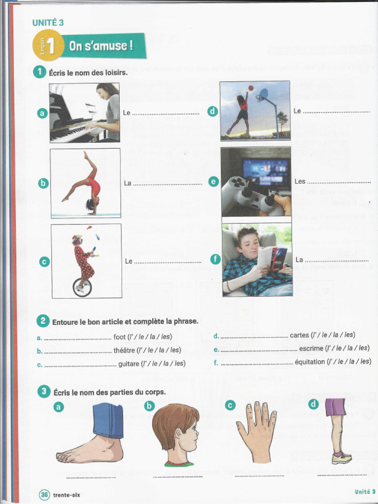 J' Aime 1 Cahier Unite 3 | PDF