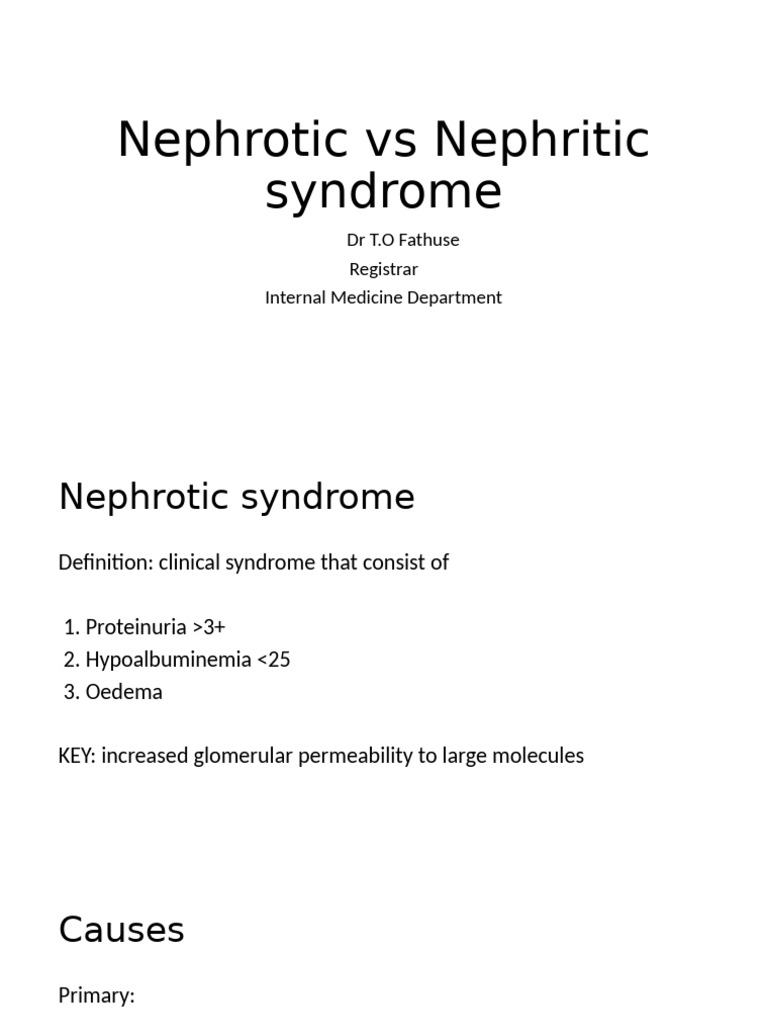Nephrotic, Nephritic | PDF | Clinical Medicine | Genitourinary System ...