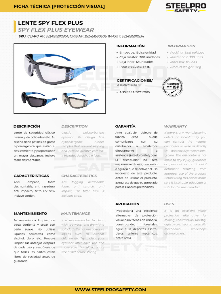 Lentes de Seguridad Spy Flex Plus | PDF