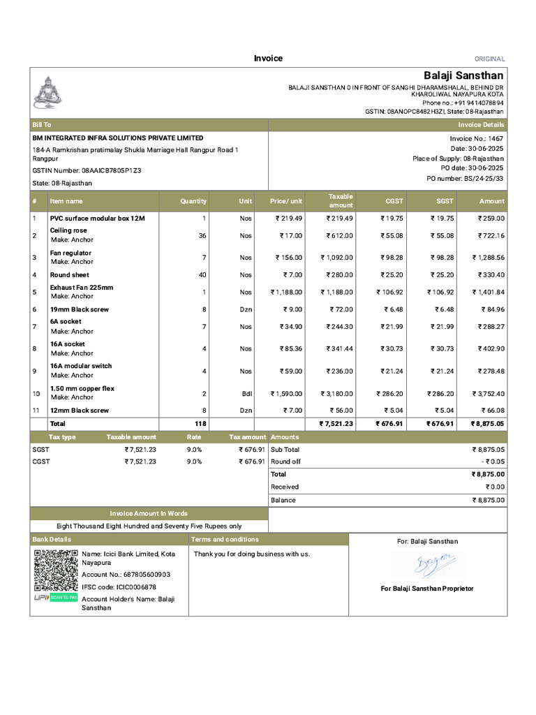 BM Integrated Infra Solutions Private Limited - 1467 - 30!06!2025 | PDF ...