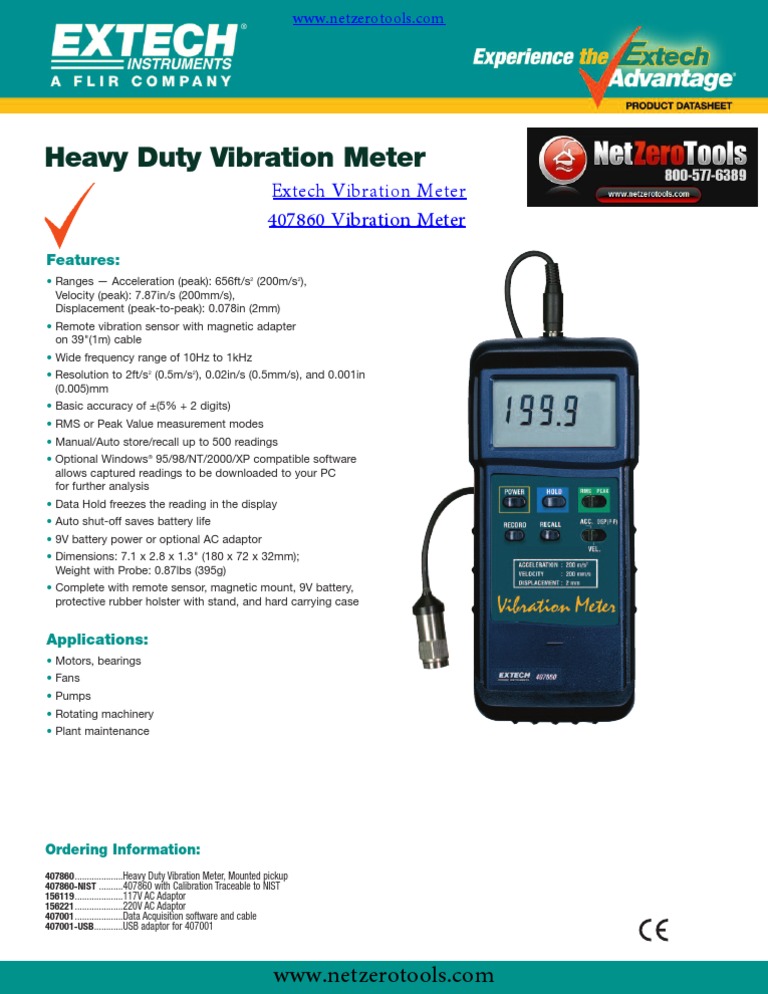 Extech 407860 Vibration Meter | PDF | Microsoft Windows | Electrical ...