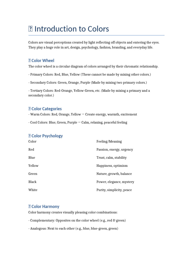 Introduction To Colors-2 | PDF