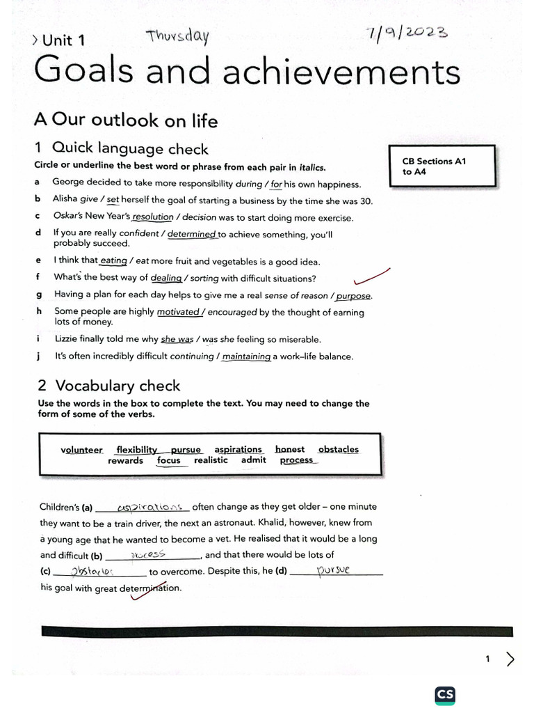 Eng Workbook Unit 1 Gr9[1] | PDF