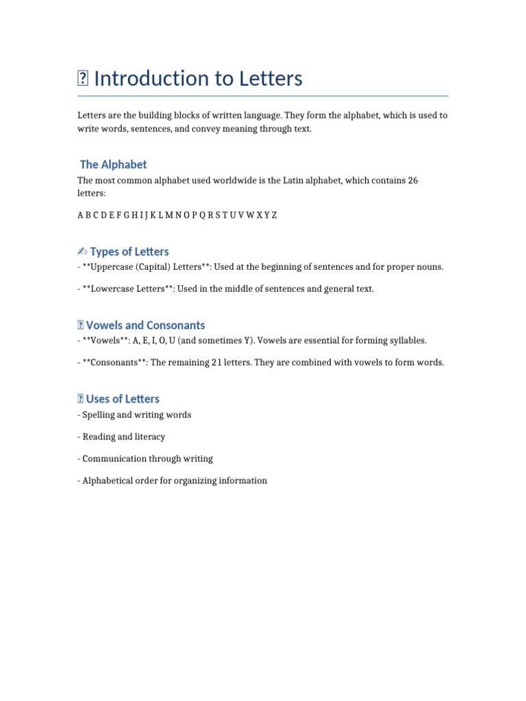 Introduction to Alphabet Letters | PDF