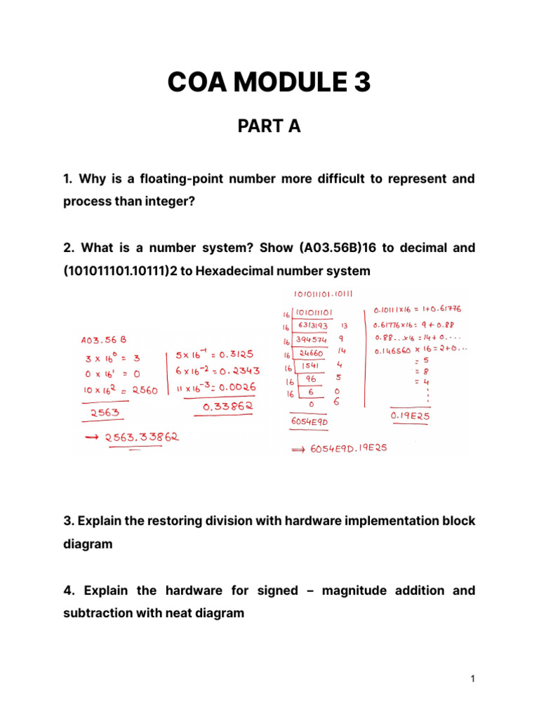 COA Module 3 QB Complete Solutions | PDF | Multiplication | Mathematics
