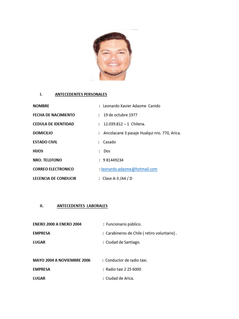 Currículum Leonardo | PDF | Transporte | Vehículos comerciales