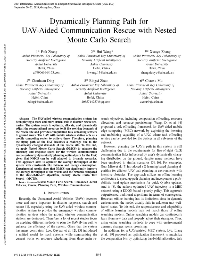 Dynamically Planning Path For UAV-Aided Communication Rescue With Nested Monte Carlo Search ...