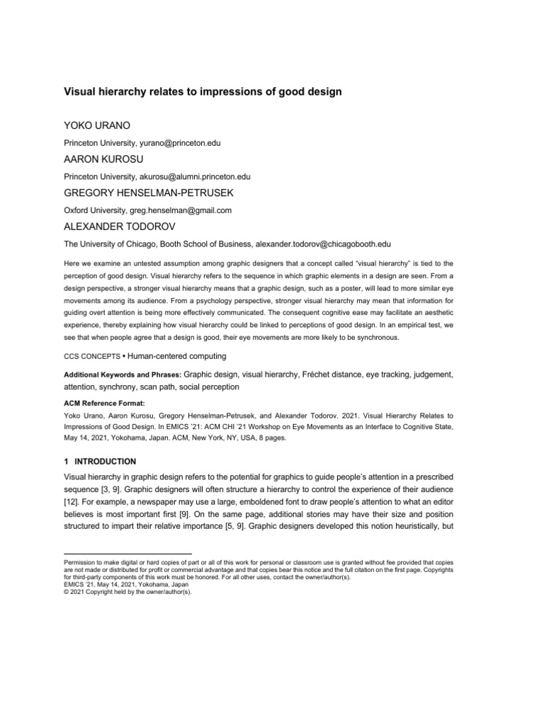 Visual Hierarchy Relates To Impressions of Good Design | PDF ...