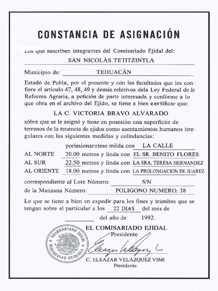 Constancia Asignacion Con Marco Sello | PDF