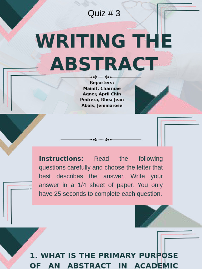 Quiz # 3 Writing The Abstract | PDF