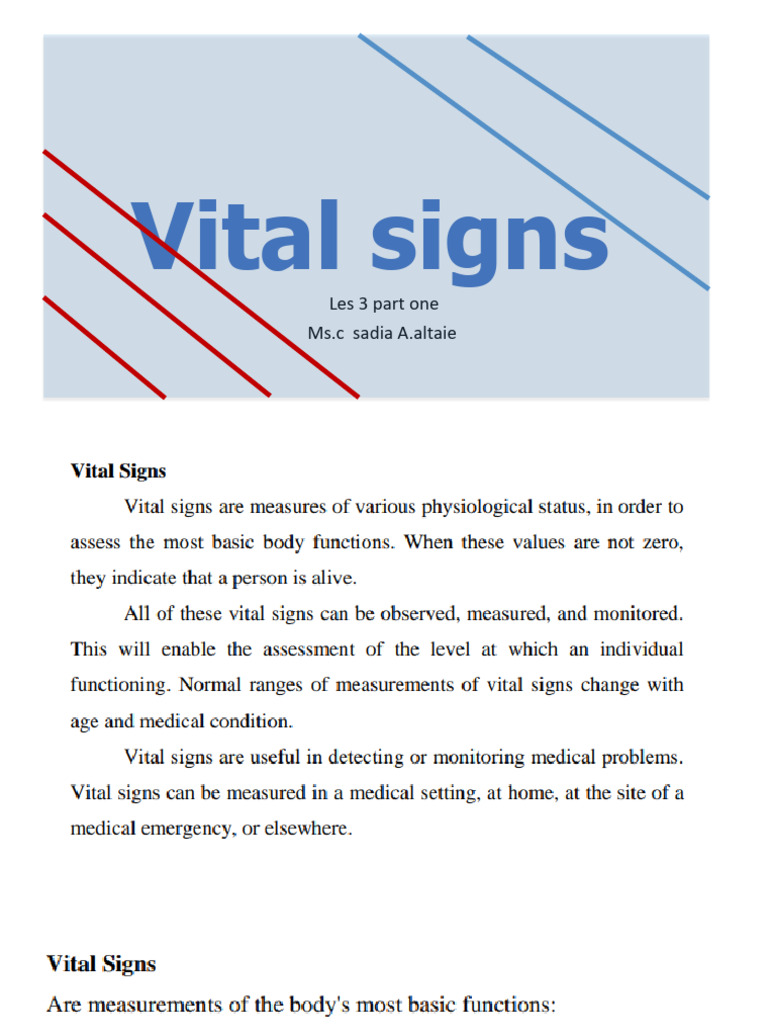 Vital Signs Les 3 Part One | PDF