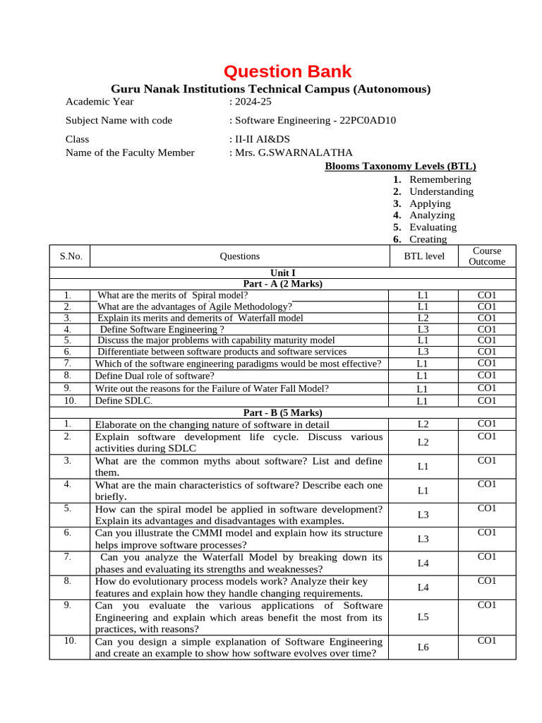 AIDS - Updated Subject Question Bank | PDF | Software Development ...
