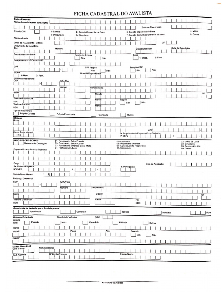 Formulário Paf - Avalista | PDF