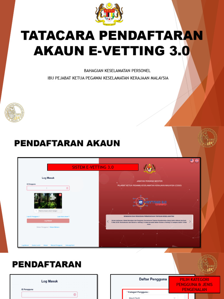 Tatacara Pendaftaran Akaun E-Vetting 3 | PDF