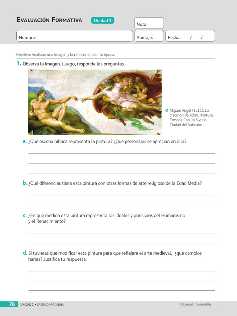 Evaluación de la Edad Moderna: Arte y Reforma | PDF | Renacimiento ...
