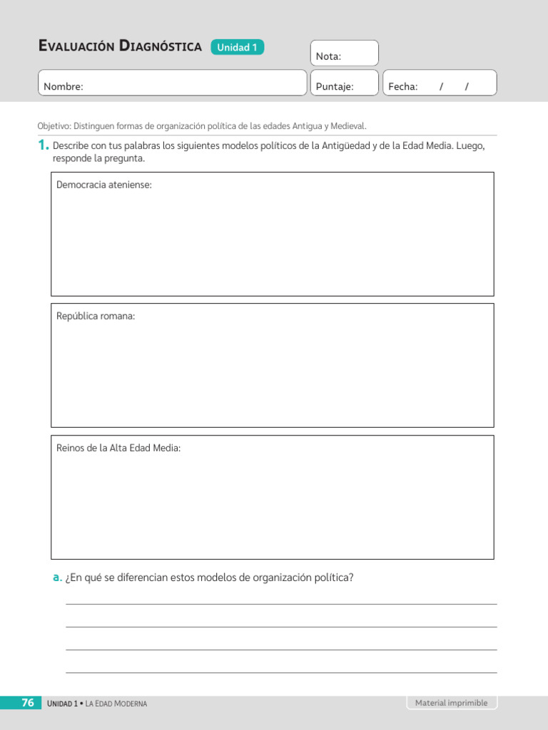 Hist 8vo Prueba Diagnóstica 2 | PDF