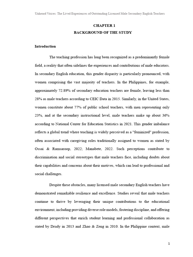 CHAPTER 1 & 2 - Revised Copy 1 | PDF | Teachers | Masculinity