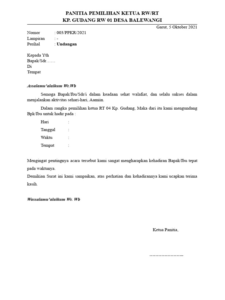 Undangan Pemilihan Ketua RT 04 | PDF