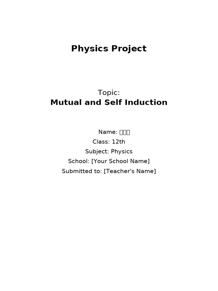 Mutual and Self Induction Project With Diagrams | PDF | Electromagnetic ...