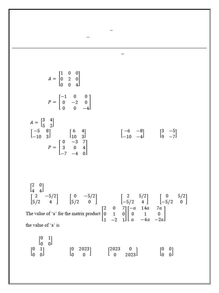 Matrices & Determinants Level - I | PDF | Matrix (Mathematics) | Mathematical Concepts