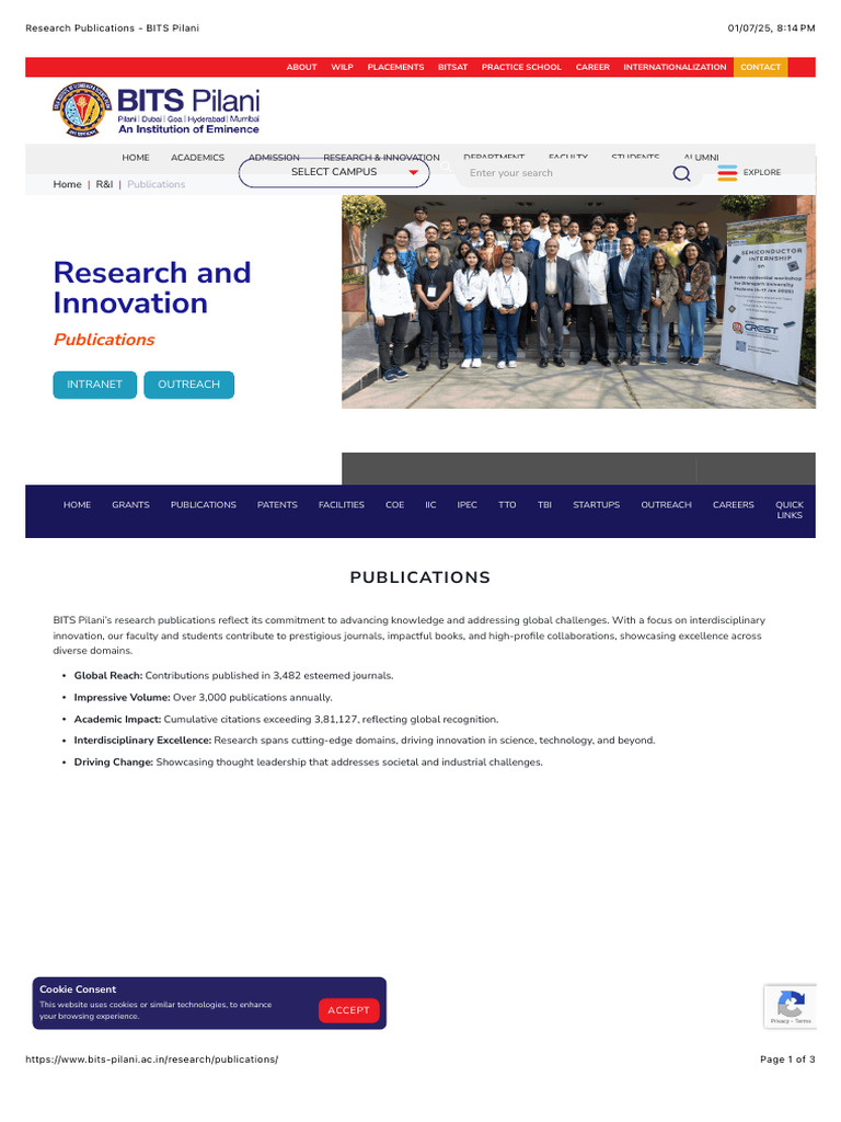 BITS Pilani Research Publications Overview | PDF | Academia | Science
