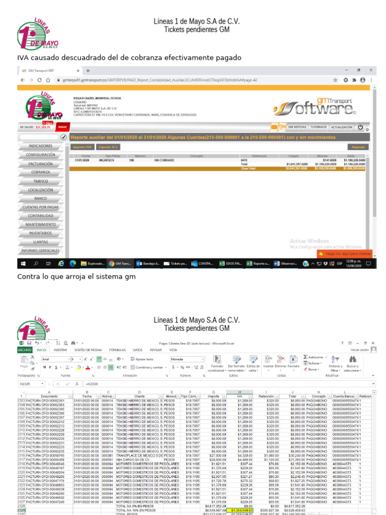 IVA Causado Descuadrado Del de Cobranza Efectivamente Pagado | PDF