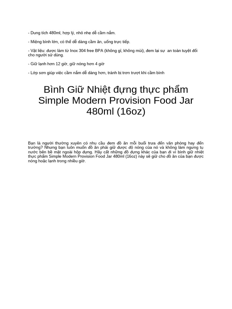 Simple Provision Food Jar 480ml | PDF